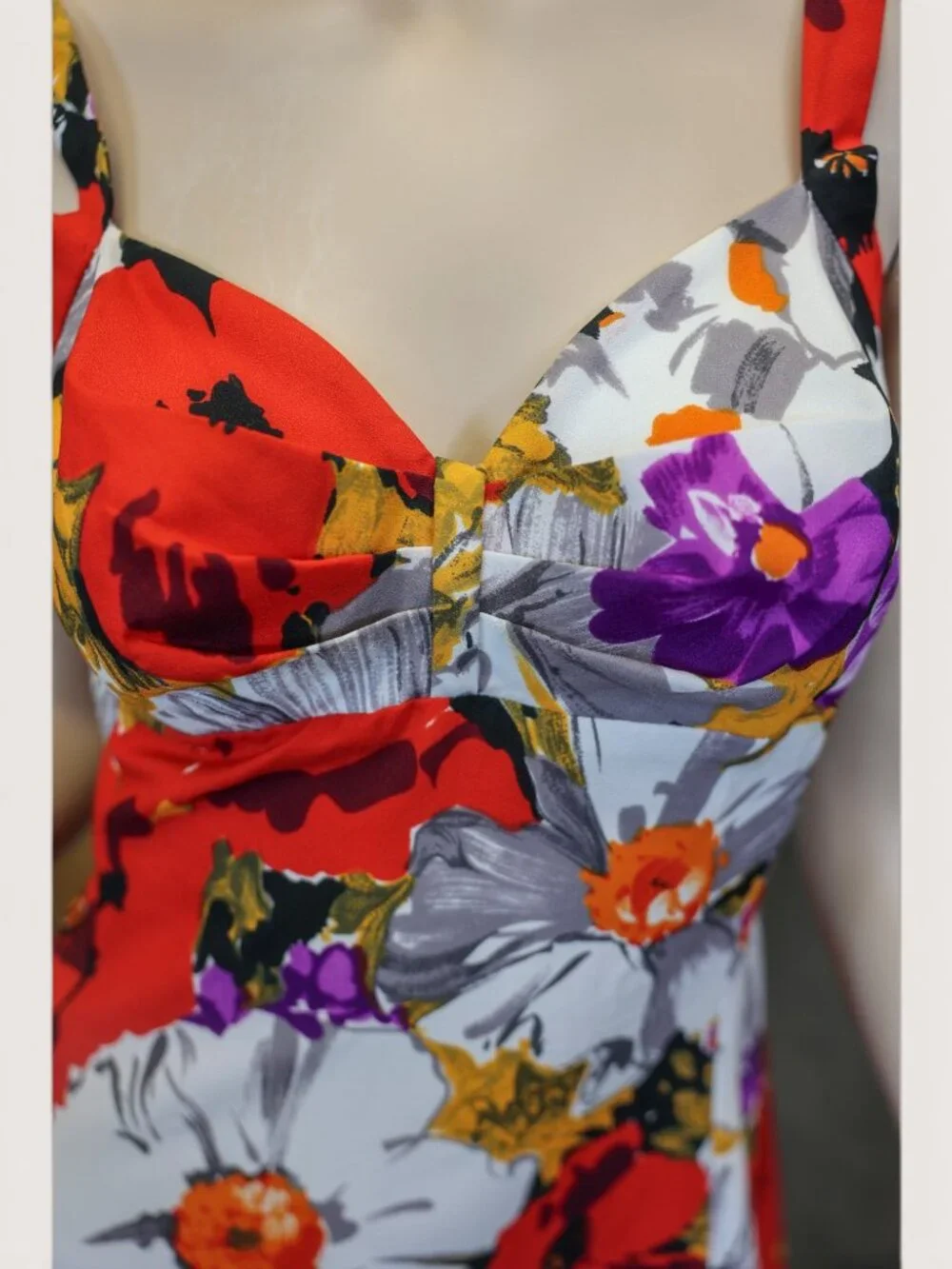 Vintage | Dresses | Vintage 97s Floral Sundress Bold Poppy Print Midi ...